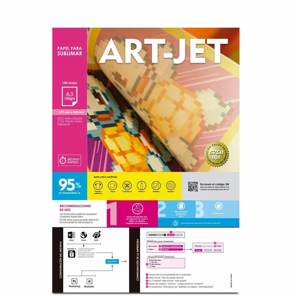 Papel Sublimacion A3 100g 100h ArtJet | Insubrothers